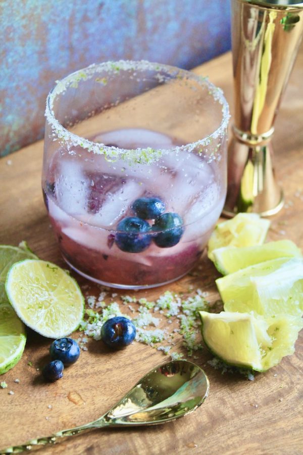 Fresh Blueberry Summer Rum Cocktail with Lime