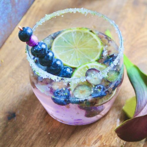 Fresh Blueberry Summer Rum Cocktail with Lime