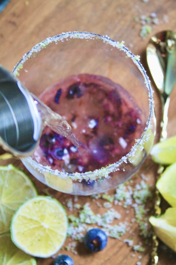 Fresh Blueberry Summer Rum Cocktail with Lime