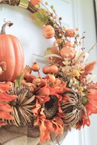 Elegant DIY Pumpkin Wreath With Burlap and Fall Spice Colors