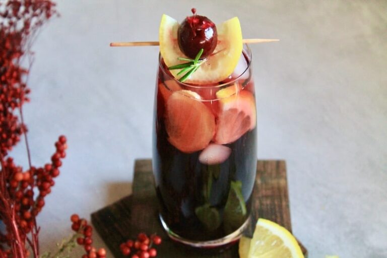 Sparkling Cherry Red Wine Spritzer Recipe | Red Wine Cocktail