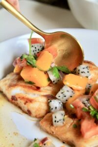 Zesty Grilled Cod Recipe with Mango Dragon Fruit Salsa