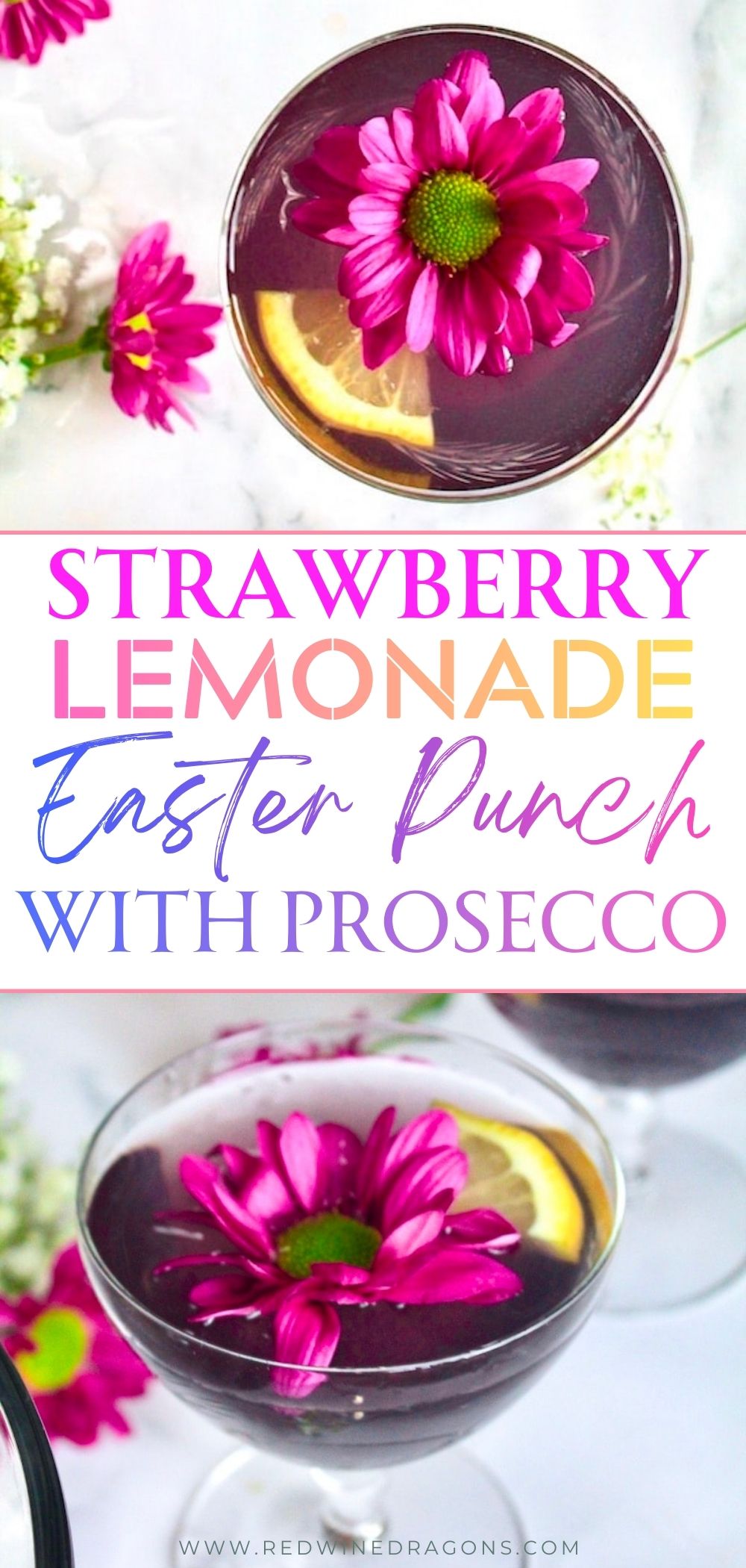 Sparkling Strawberry Lemonade Prosecco Easter Punch Recipe